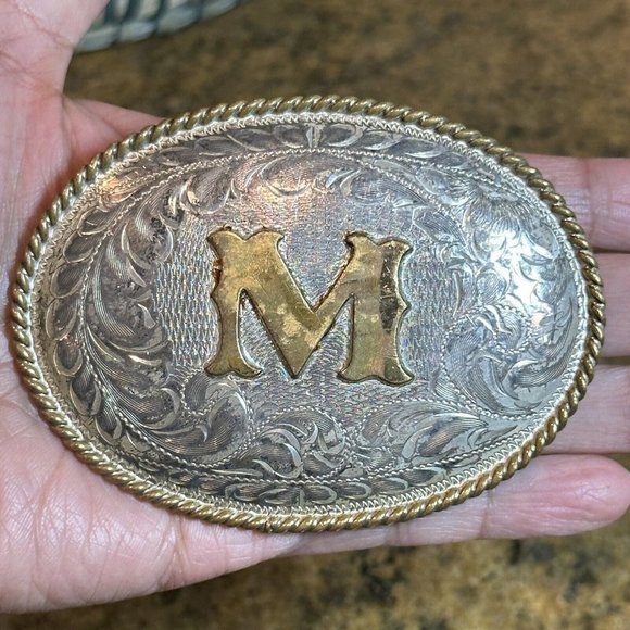 Unbrand | Accessories | Western Belt Buckle Letter M Sterling Silver ...